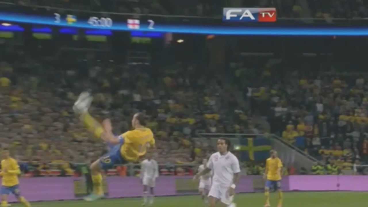 Zlatan Ibrahimovic Goal vs England 4-2 | Amazing 30 yard bicycle kick ...