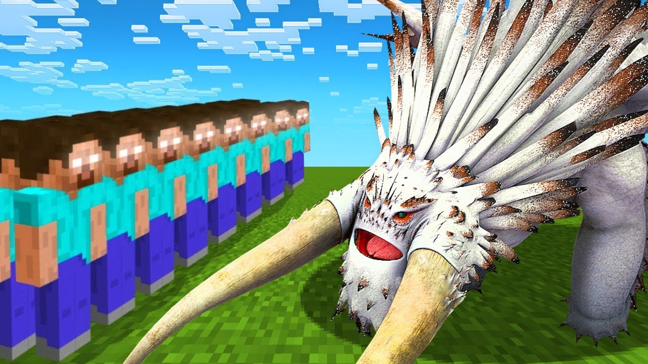 1000 Herobrine vs Dragón Mutante Titán en Minecraft - YouTube