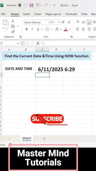 Now Function in Excel (Current date and time) Don't forget to LIKE 👍, SUBSCRIBE 🔔, and COMMENT ...
