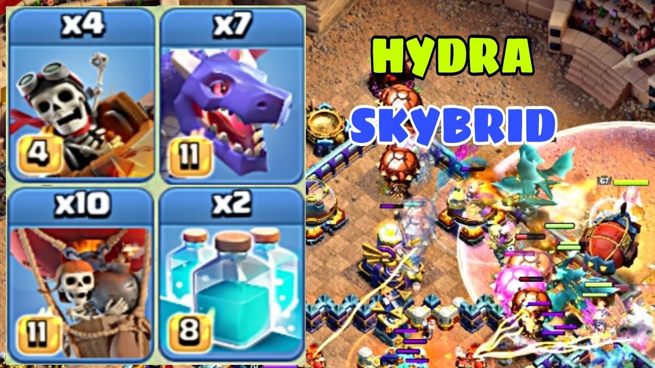 Th16 Insane Hydra Skybrid Attack strategy! Powerful Th16 Dragon Rider ...
