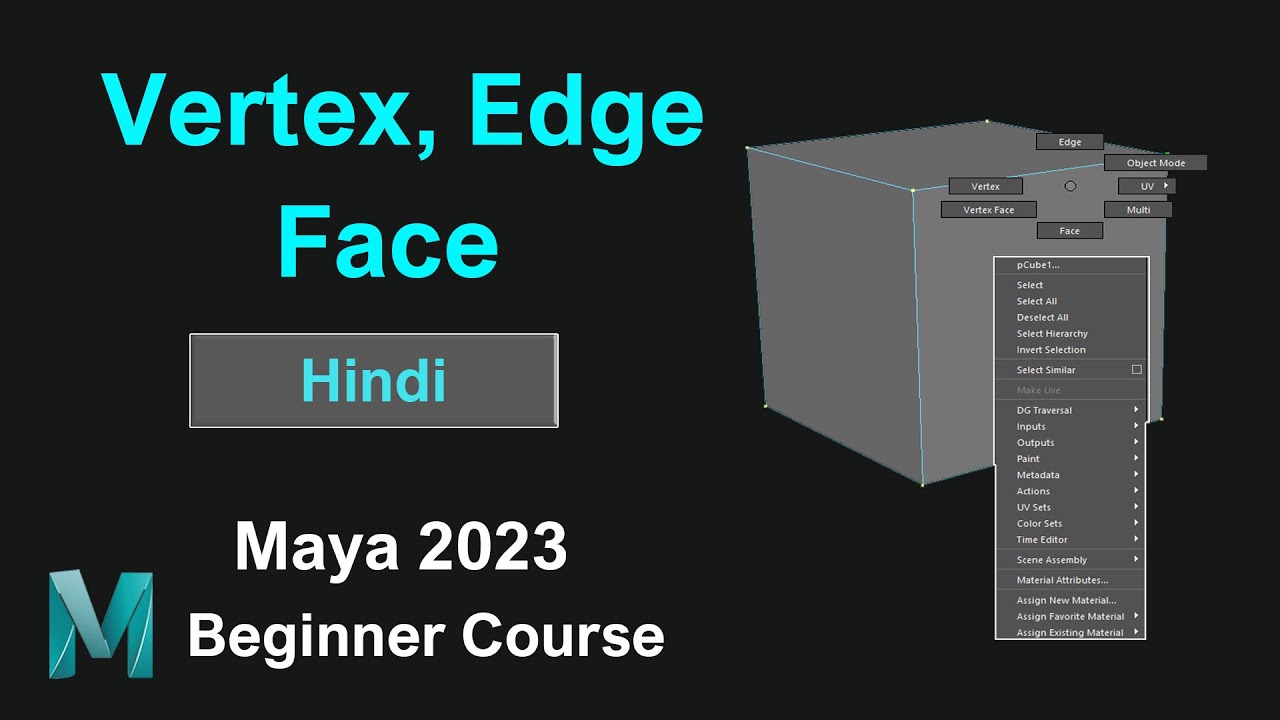 Vertex Edge & Face in Autodesk Maya 2023- Beginner Course in Hindi Part ...