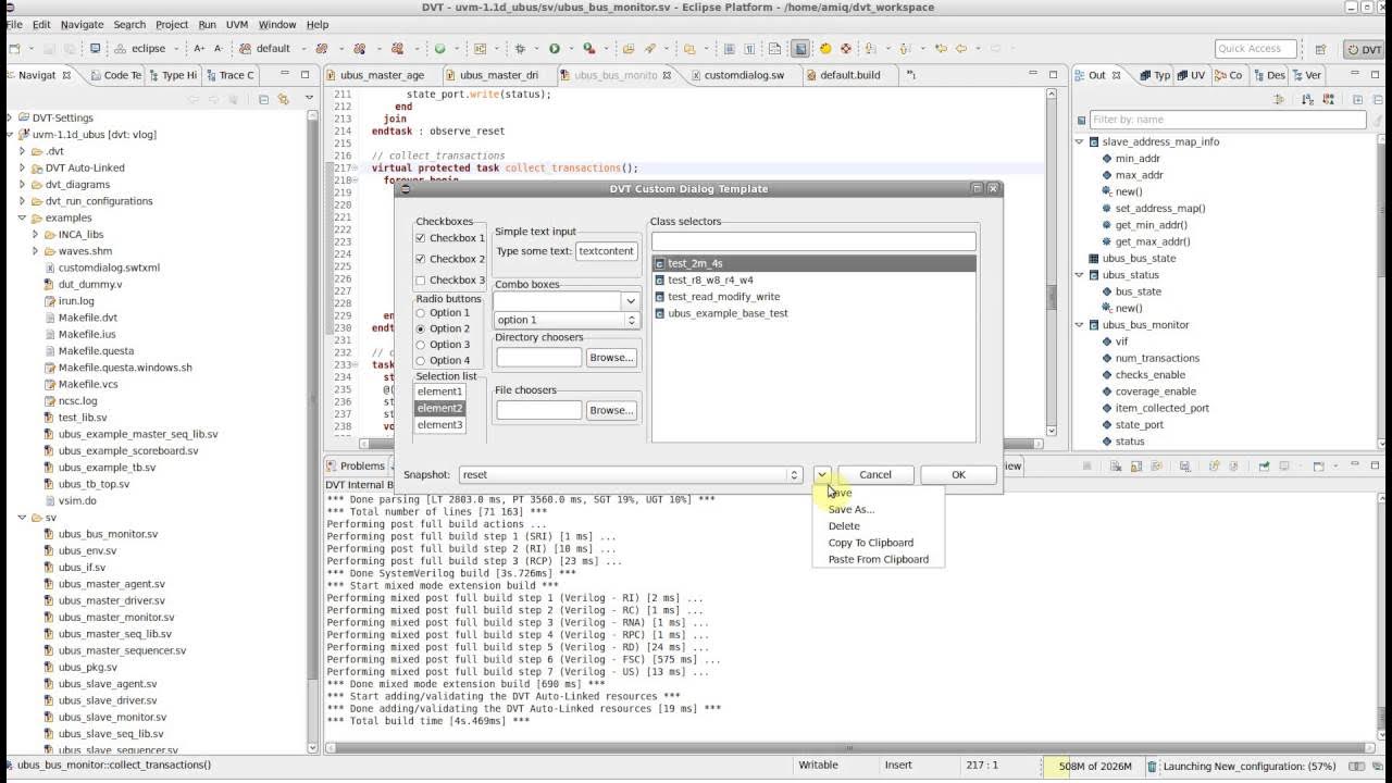 DVT Eclipse IDE Custom Dialogs - Part II - How to Use Custom Dialog Snapshots - YouTube