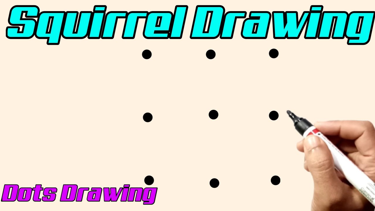 Squirrel drawing easy step by step | How to draw a squirrel with 9 dots ...