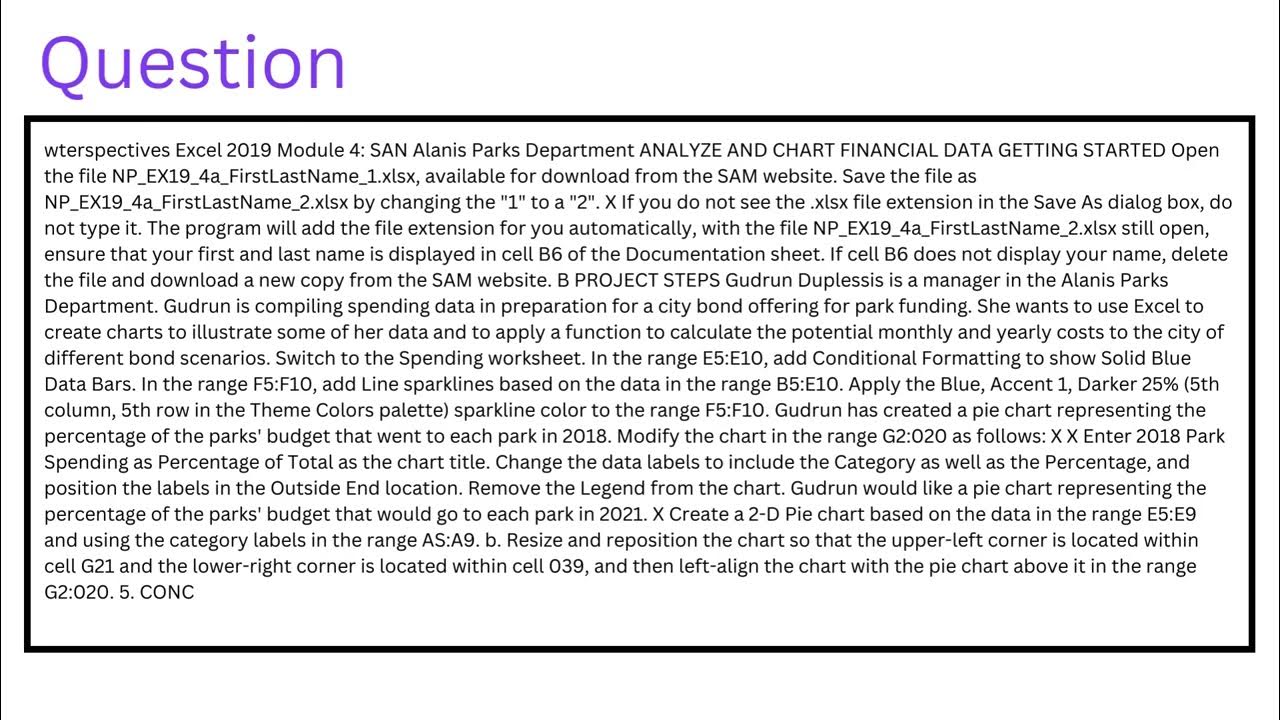 Excel 2019 Module 4: SAN Alanis Parks Department ANALYZE AND CHART ...