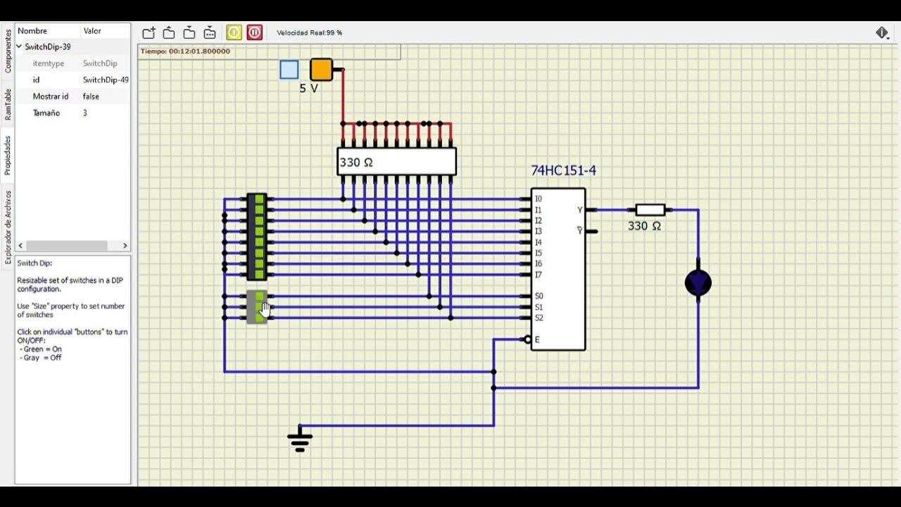 Practica 23 Multiplexor 8x3 entradas (decodificador 74LS151) - YouTube