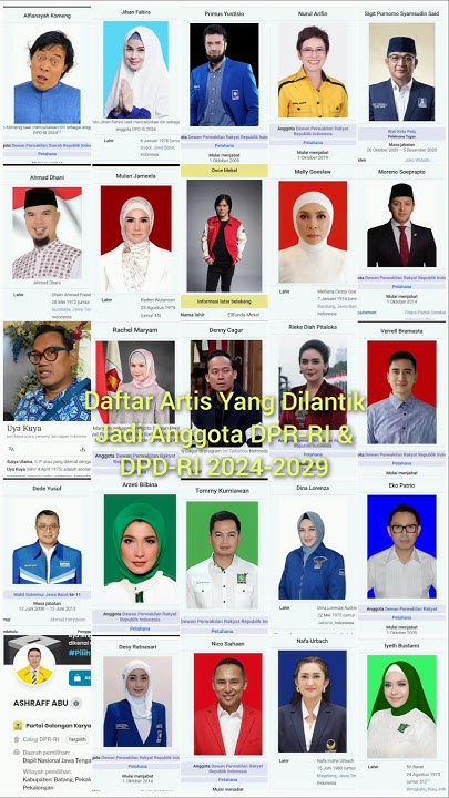 Daftar Artis yang Dilantik Jadi Anggota DPR dan DPD RI 2024-2029 #artis #dprri #dpdri #komeng ...