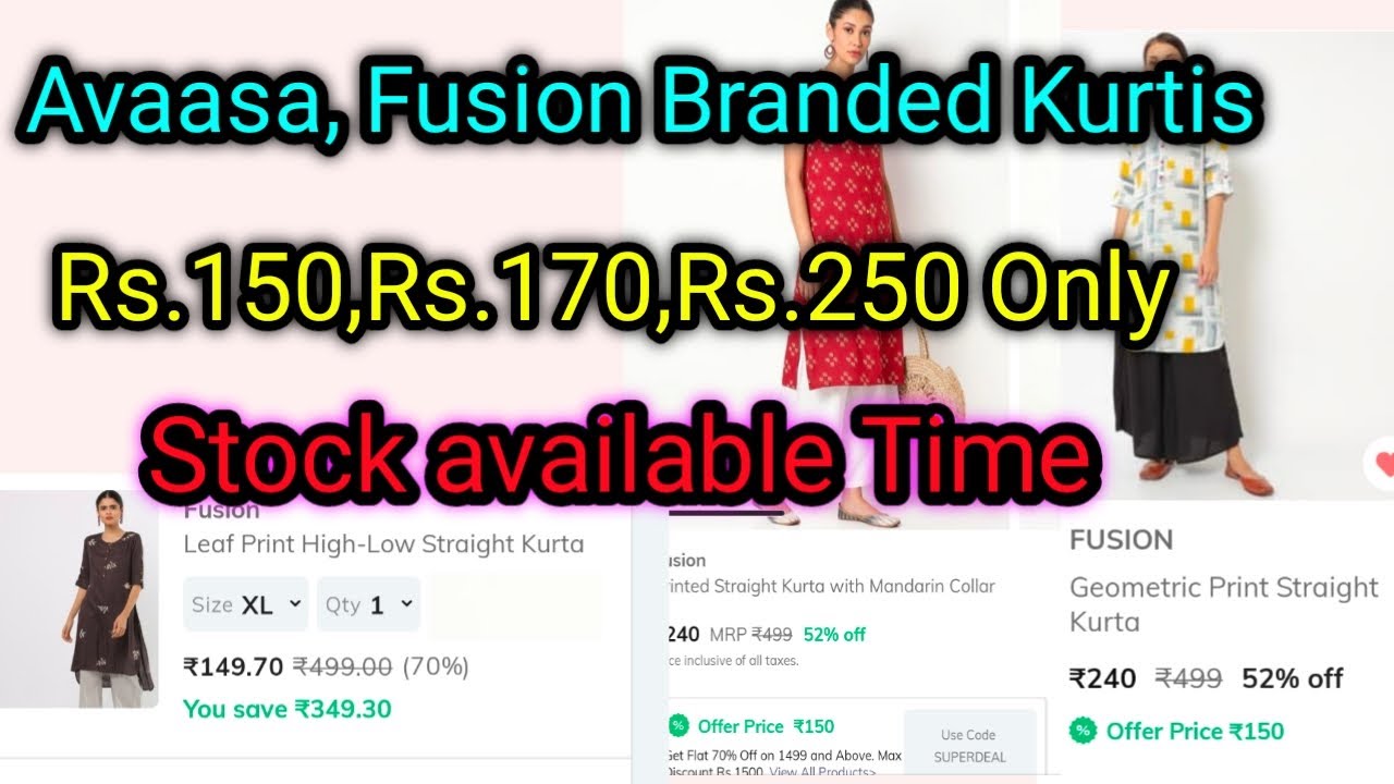 Avaasa Fusion Branded Kurtis Rs 150 Rs 170 Rs 250 Only Stock Available avaasa-fusion-branded-kurtis-rs-150-rs-170-rs-250-only-stock-available