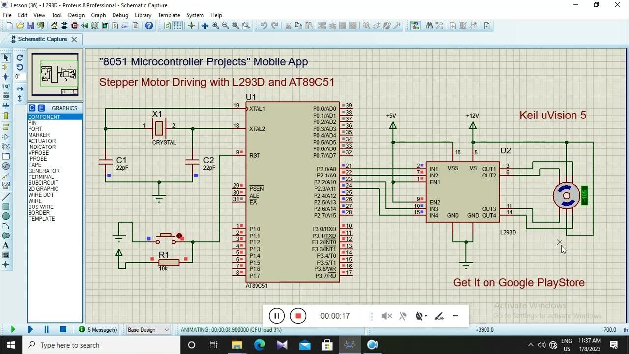 L293D Stepper Motor Driving + AT89C51 (8051 Microcontroller) - YouTube