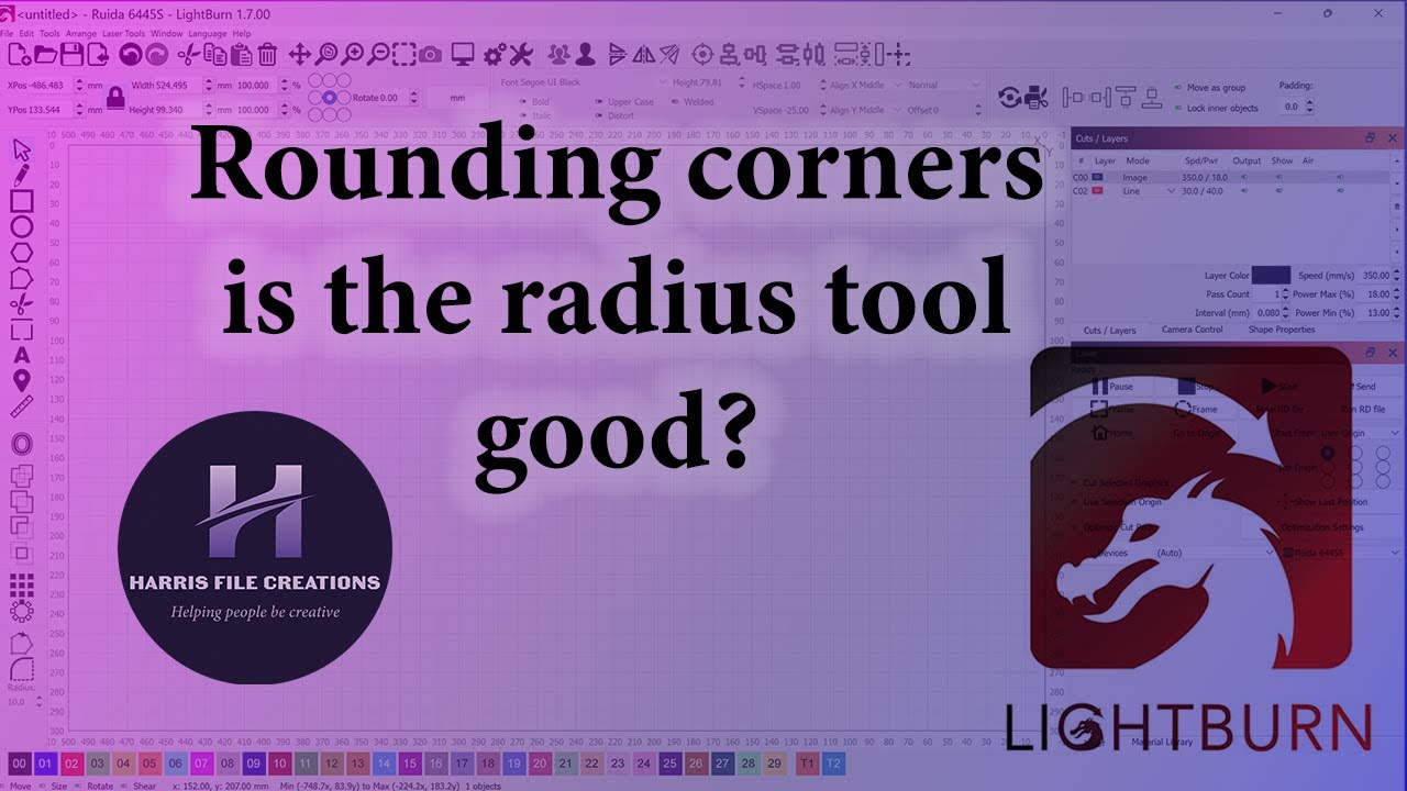 How to round and invert corners in Lightburn. Shape properties and ...
