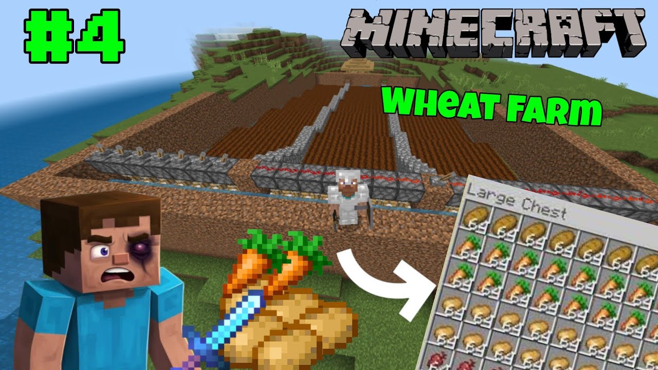 I Build Wheat Farm In Minecraft Bedrock | MCPE Minecraft PE #4 - YouTube