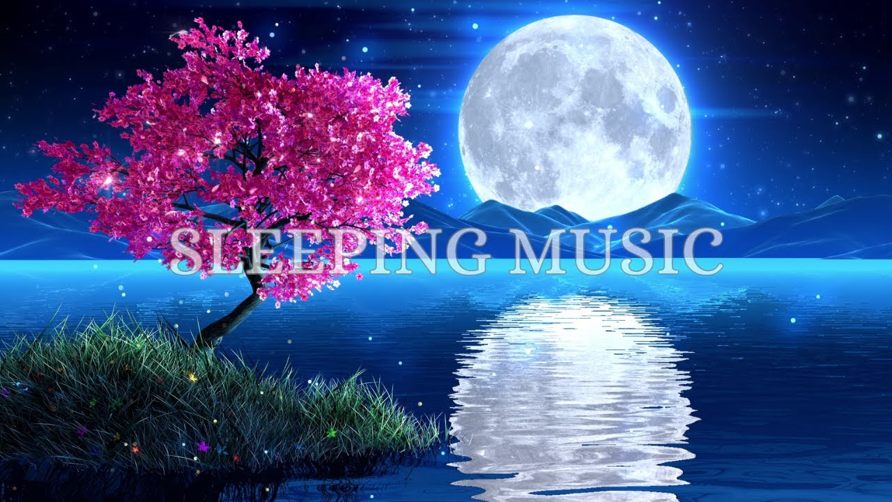 8 Hours of Relaxing Sleep Music | Full Moon & Beautiful Tree Night ...