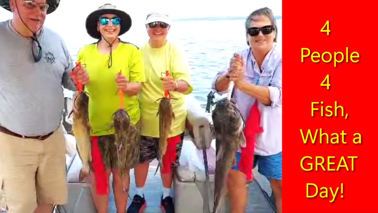 Catching Catfish 4 at a time... 2 people catching the SAME fish at the ...