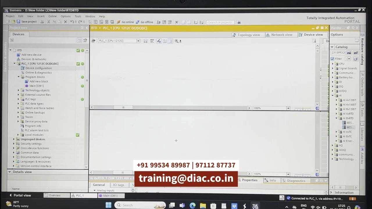 Siemens S7 1200 plc, sm 1231 RTD temperature module wiring, RTD MONITORING WITH TIA PORTAL V18 ...