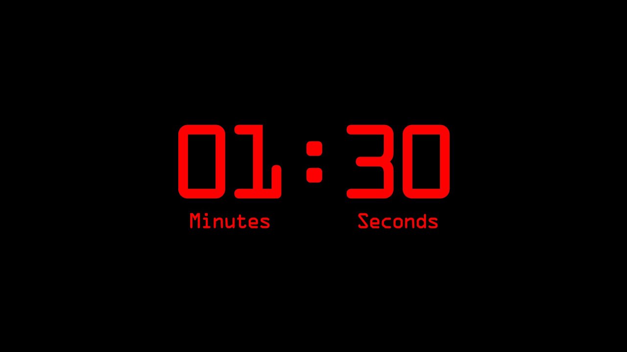 1 Minute and 30 Seconds Countdown Timer with Alarm & Chapters - Retro ...