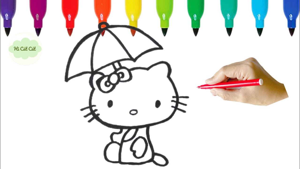 How to draw cute Hello Kitty, Hello Kitty Drawing, Drawing and coloring ...