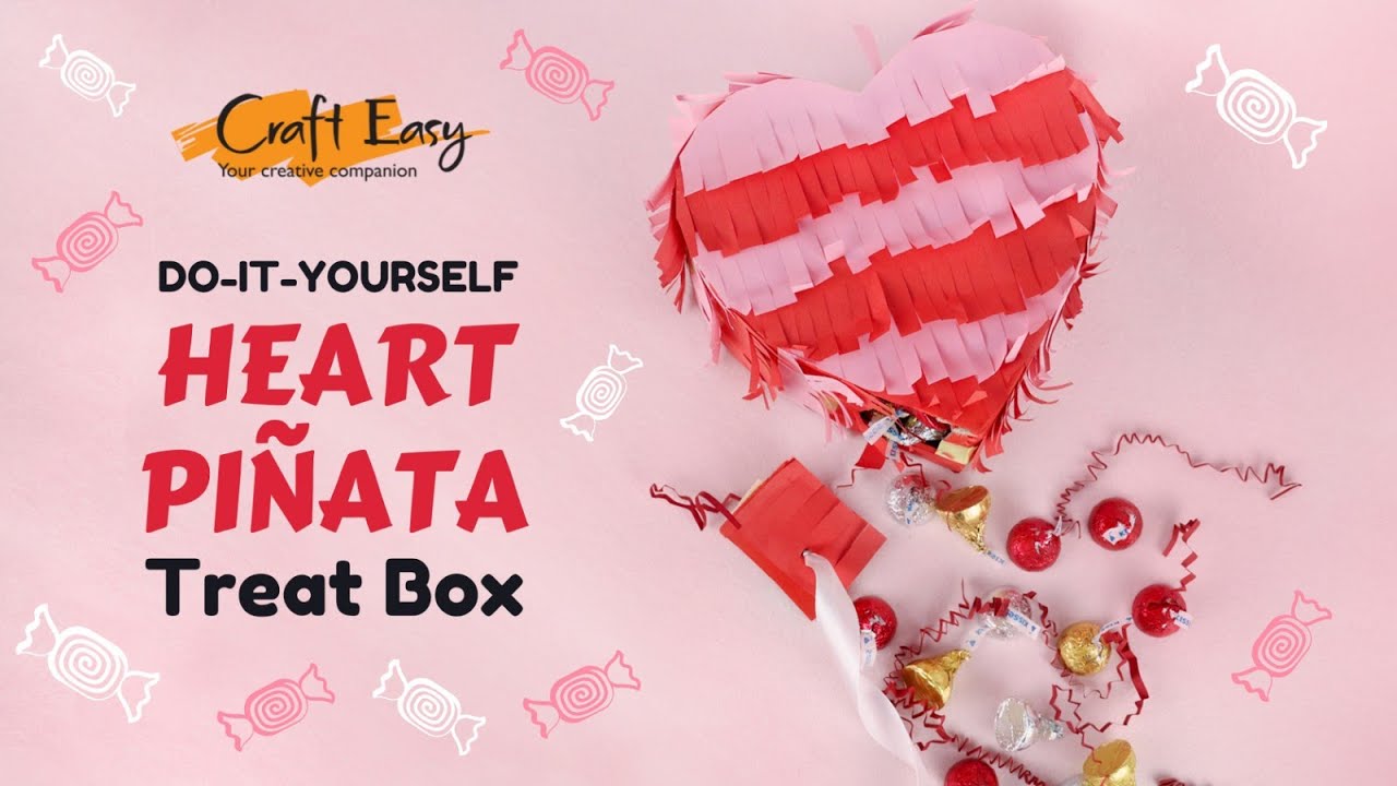 DIY HEART PINATA TREAT BOX (Easy to do craft for Valentine's) - YouTube