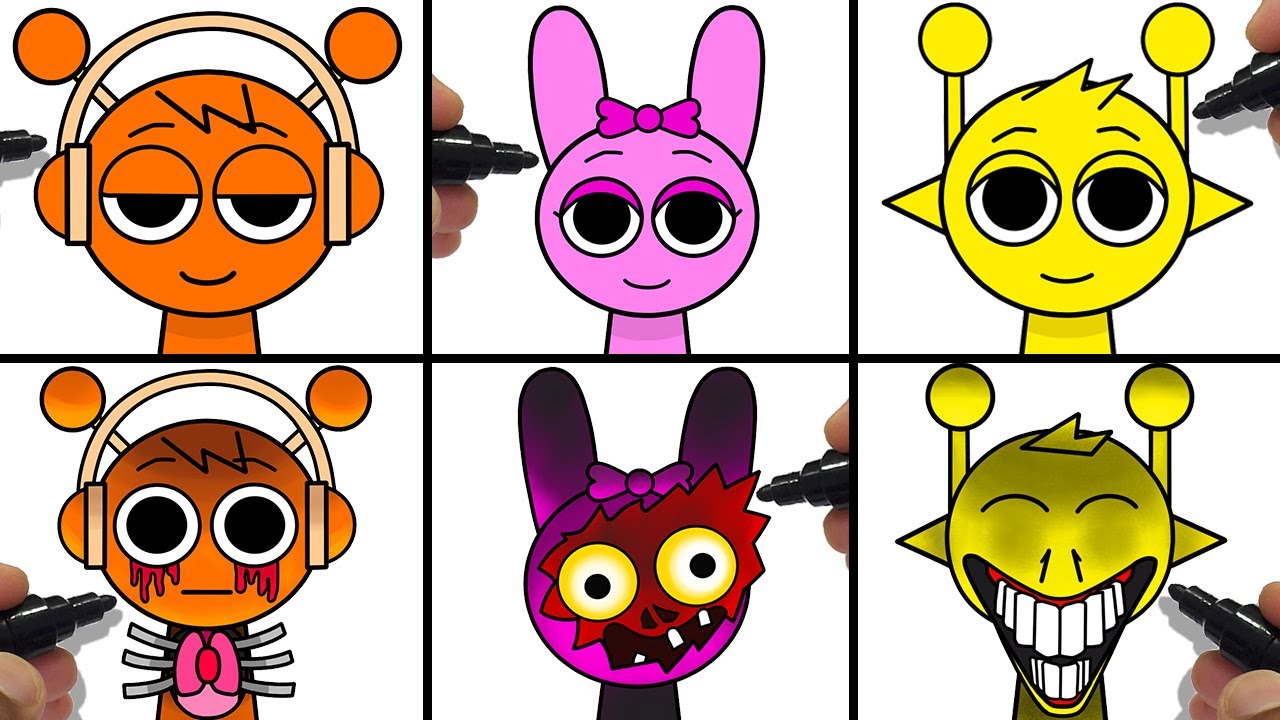 Drawind SPRUNKI Oren Pinki Simon - How To Draw - YouTube