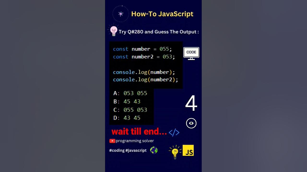 How To Code Javascript Q280 Try Solve And Guess The Output Shorts Coding Programming