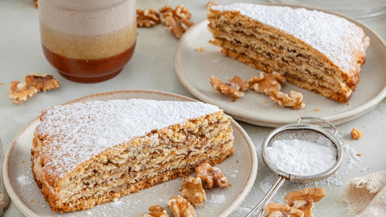 Coffee Walnut Layer Cake Recipe | עוגת שכבות אגוזים ונס קפה - YouTube