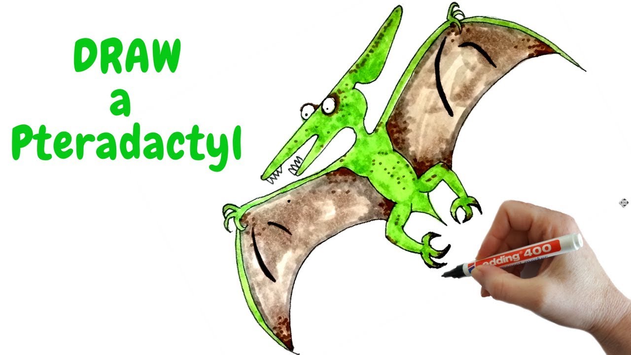 How to draw a flying dinosaur - YouTube