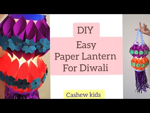 Paper Lantern For Diwali|Akash butti deepavalli| Easy and Simple Paper ...