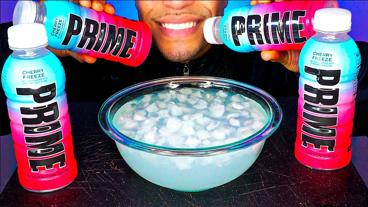 ASMR PRIME CHERRY FREEZE FLAVOR DRINK CHUGGING REVIEW TASTE TEST ...