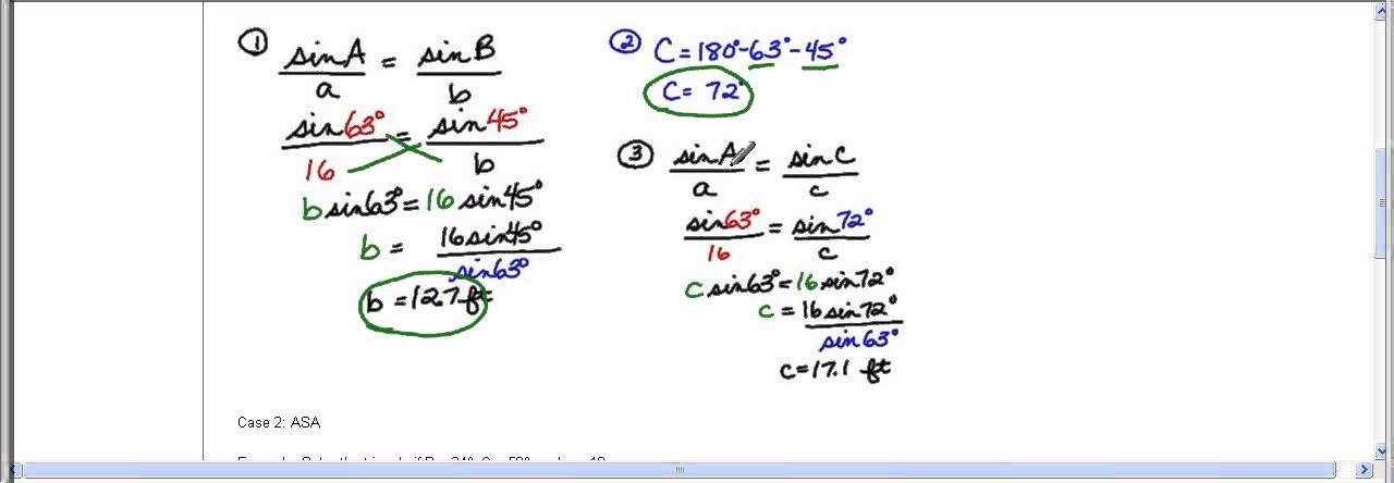 Math 1113 Section 6.5 Law of Sines (AAS and ASA Cases) - YouTube