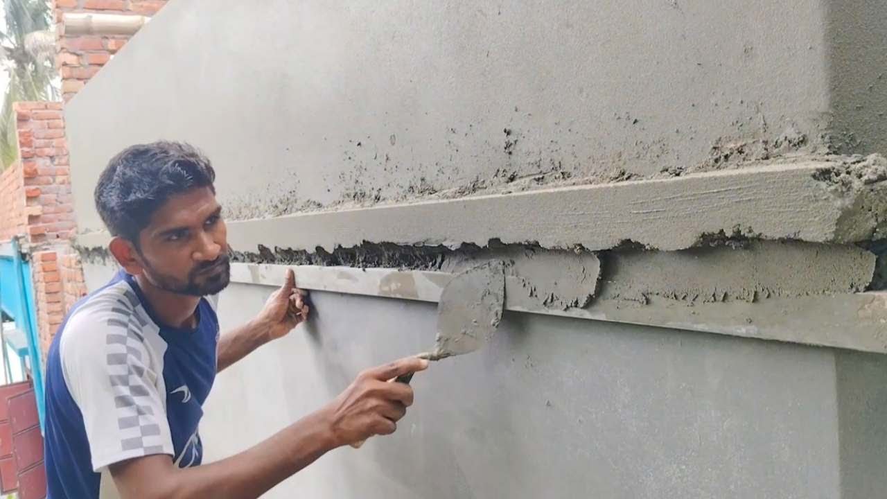 New and unique techniques to drop wall border plastering - YouTube