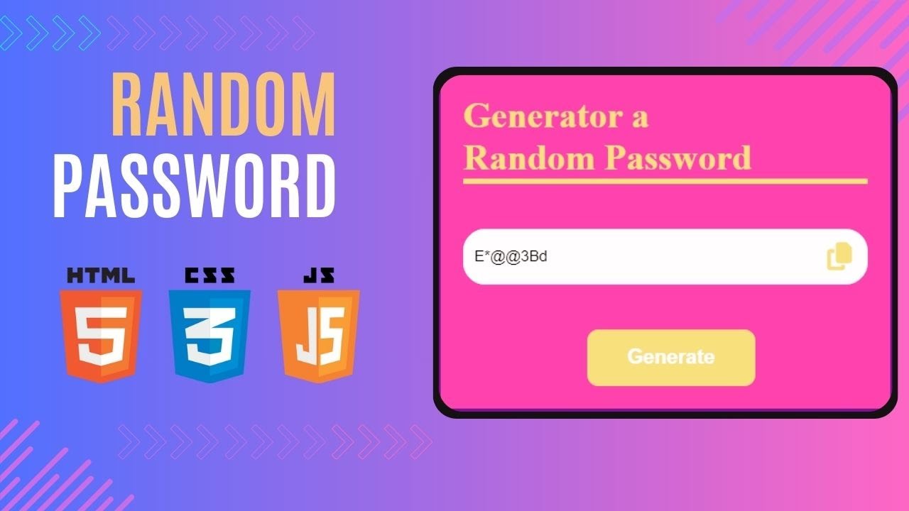 Random Password Generator Using Htm Css Js Javascript Project For 8415
