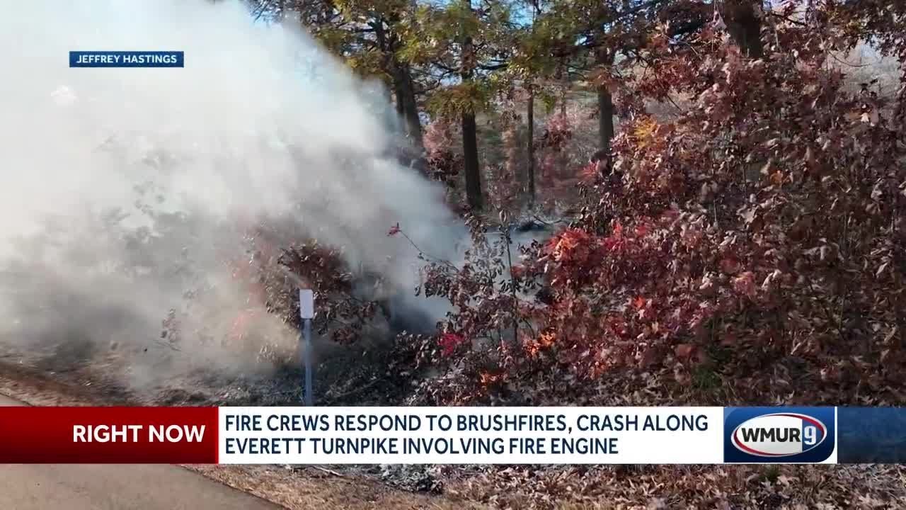 Fire crews respond to brush fires, crash along Everett Turnpike ...