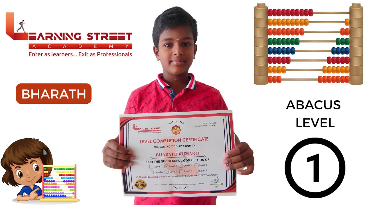 Abacus Level 1 Completion - Bharath - YouTube