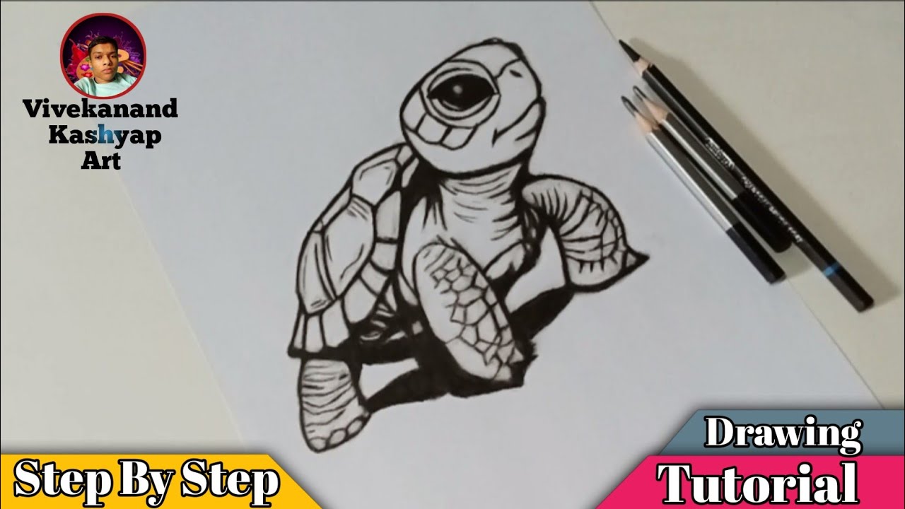 How To Draw A Tortoise Step By Step, Tortoise Drawing Easy 🐢 - YouTube