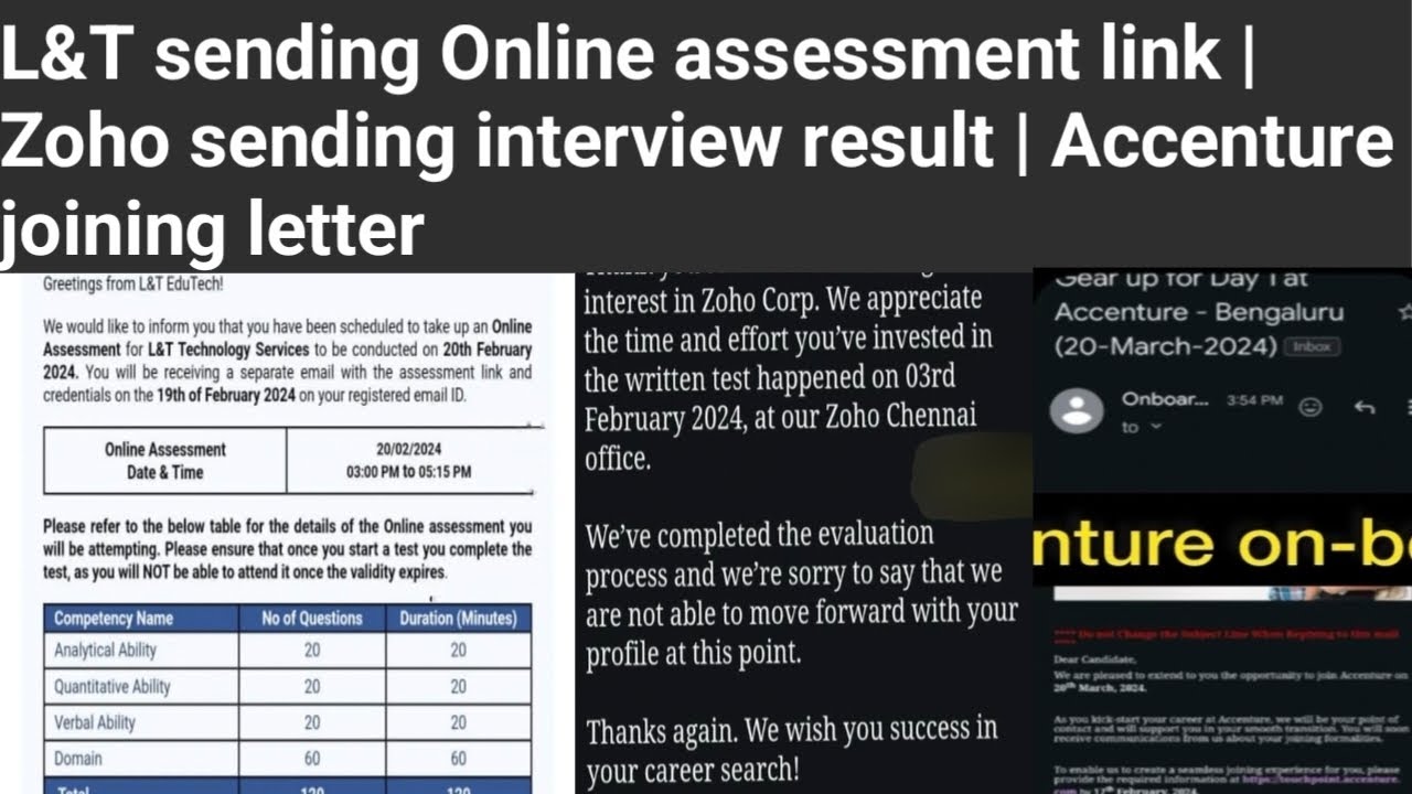 L&t sending assessment Mails | Zoho sending selection/rejection mail ...
