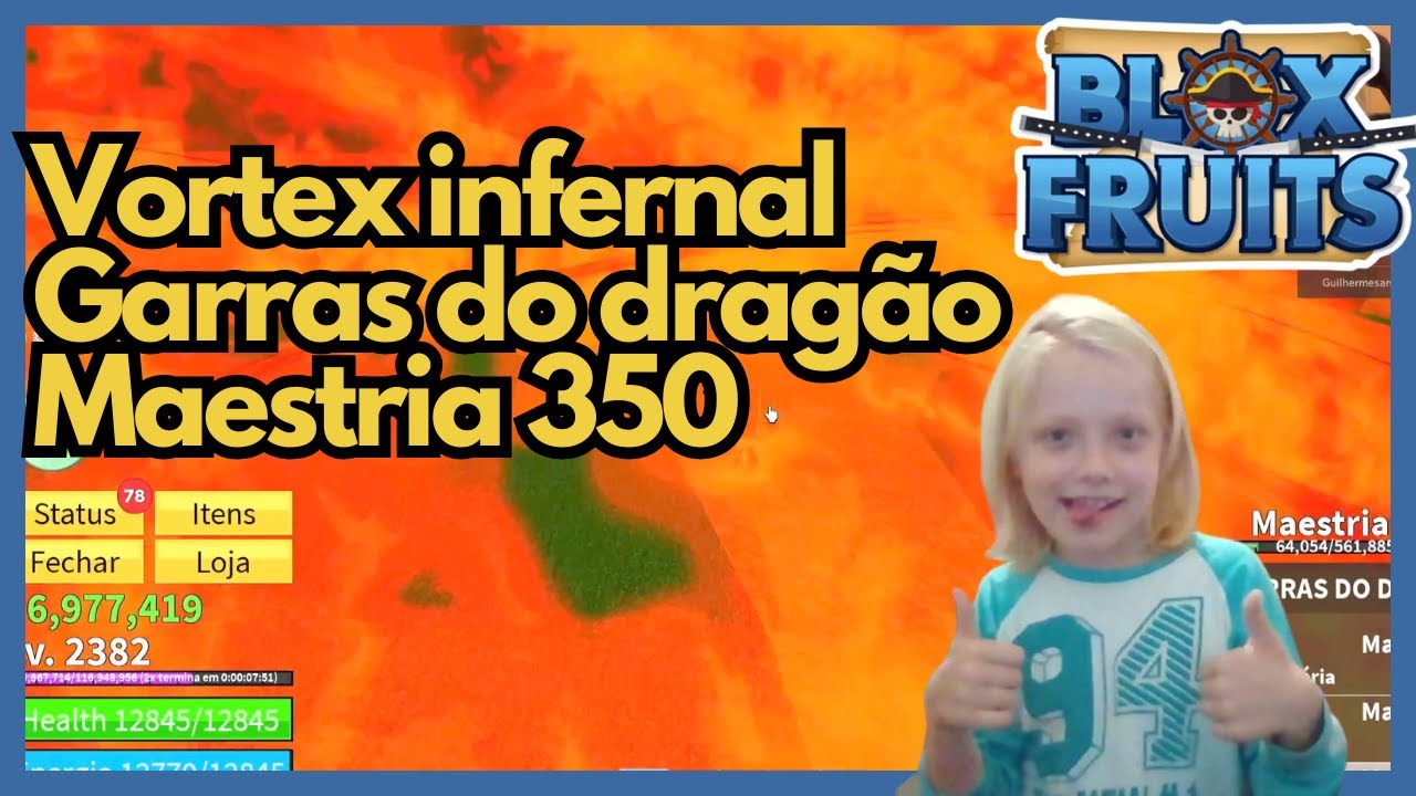 Vortex infernal com Garras do Dragão - Maestria 350 - Blox Fruits - Roblox - YouTube