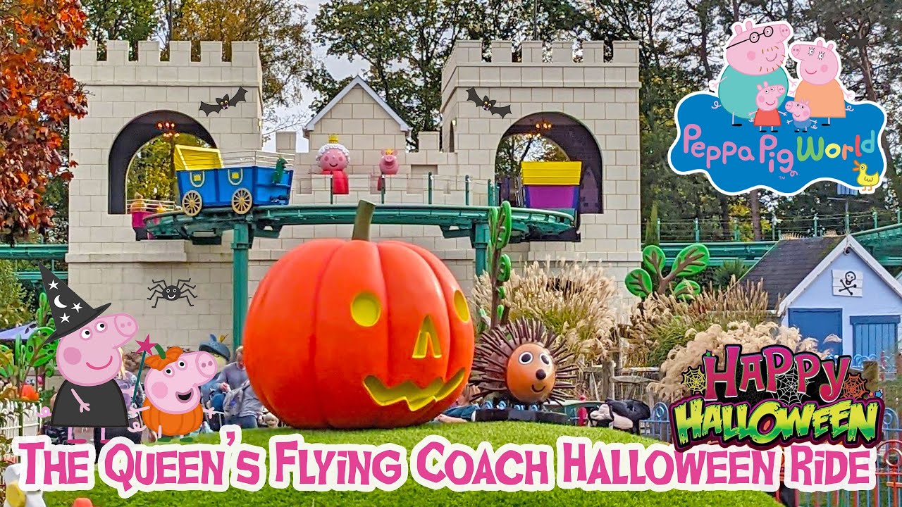 Queen's Flying Coach Ride Halloween at Peppa Pig World (Oct 2022) [4K ...