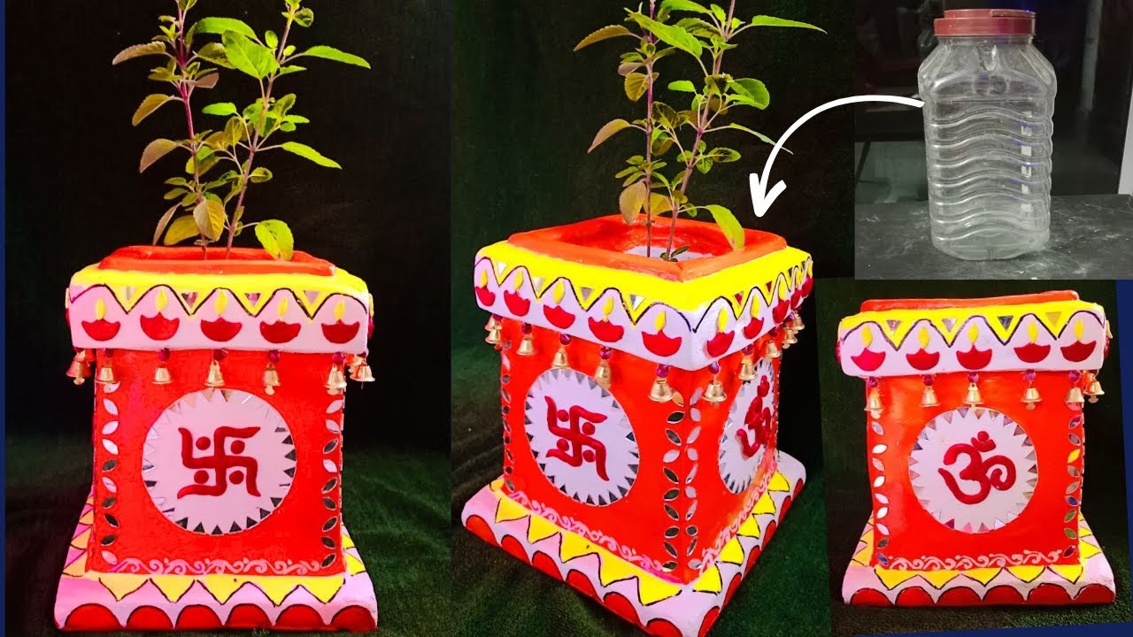 Diy Tulsi planter | Make Tulsi pot using old plastic bottle | Tulsi ...