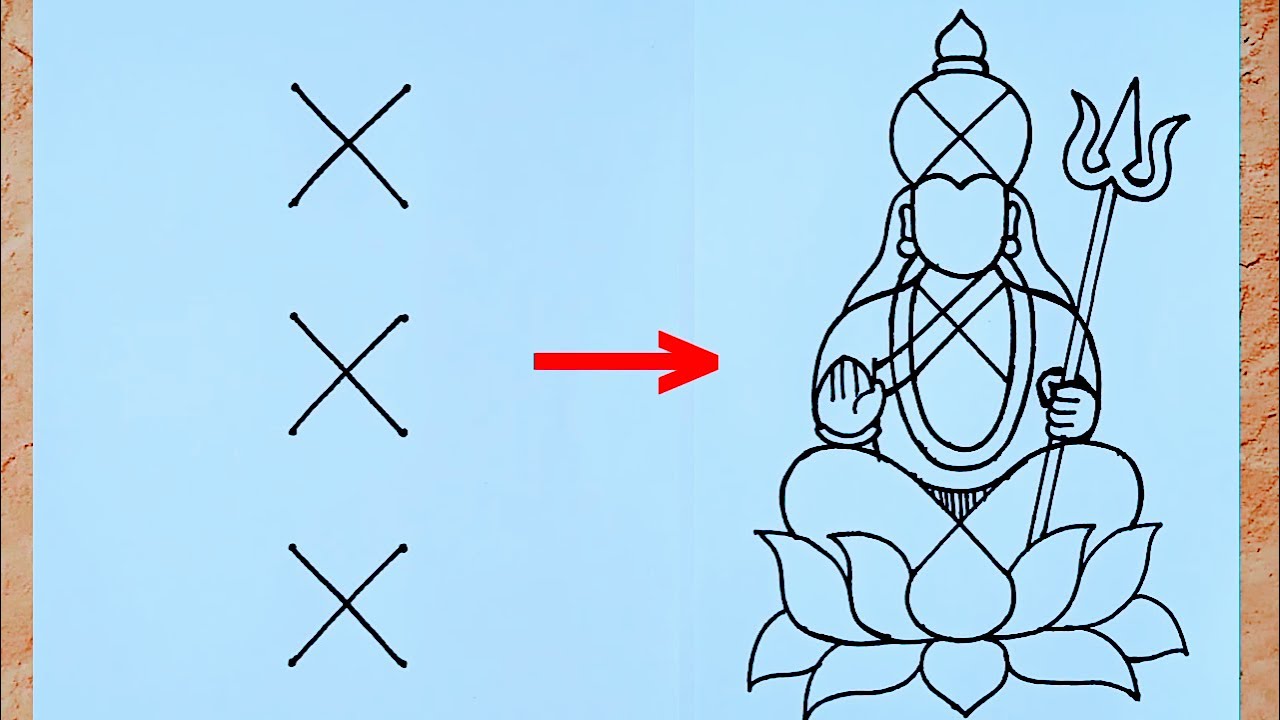 Maa Durga Devi drawing from 2×6 dots step by step // Maa Durga Rangoli ...