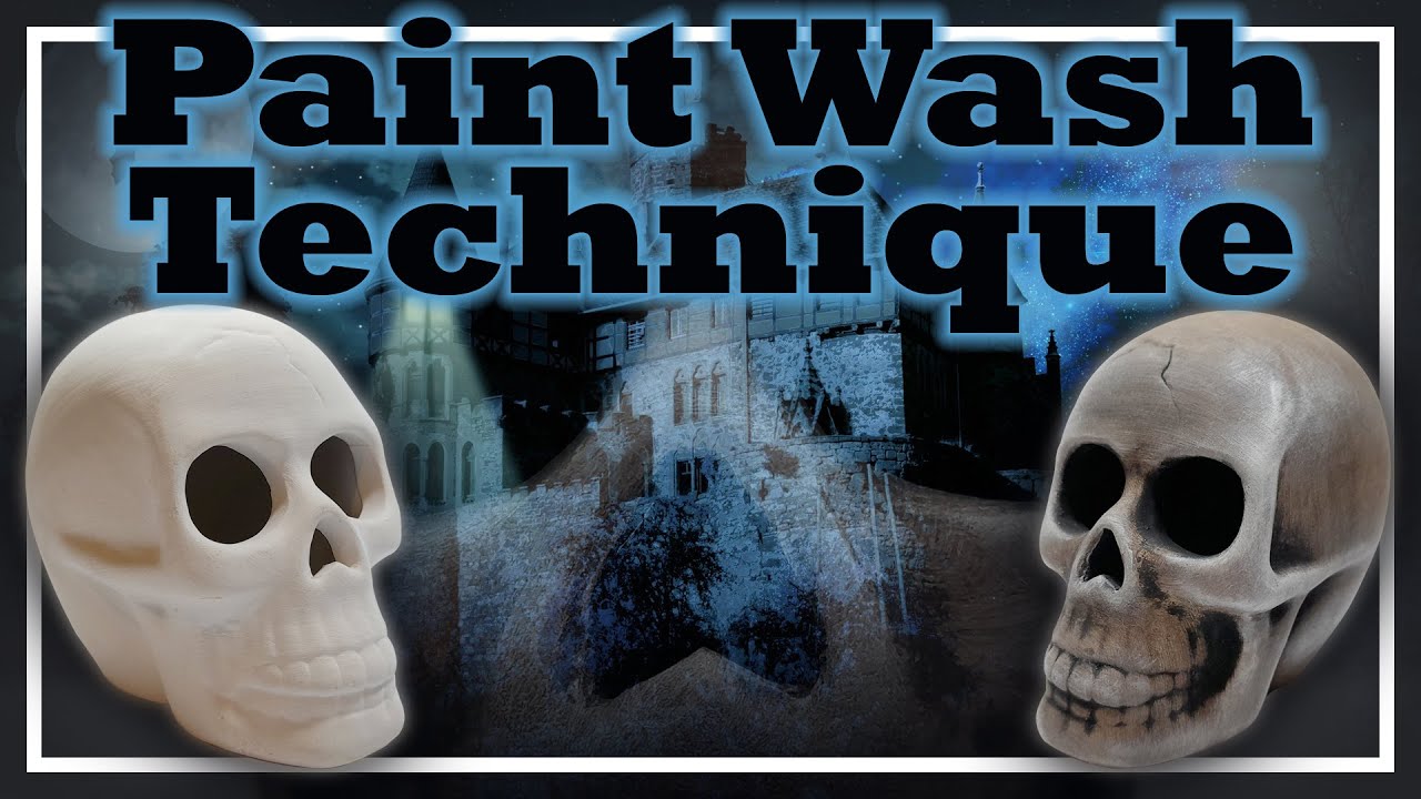 Paint Wash Technique on a ceramic skull - YouTube