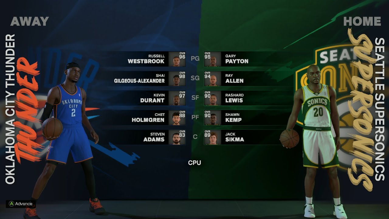 NBA 2K25 - Oklahoma City Thunder @ Seattle SuperSonics - All-Time Teams ...
