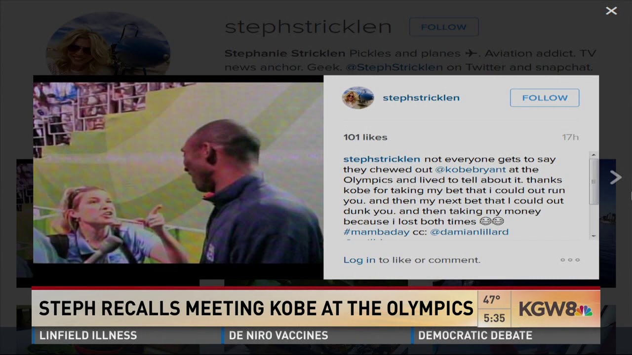 Former anchor KGW Steph Stricklen and Kobe Bryant share an Olympics ...
