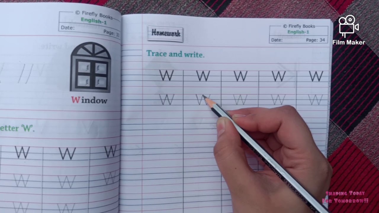 Steps to write letter "W" - YouTube