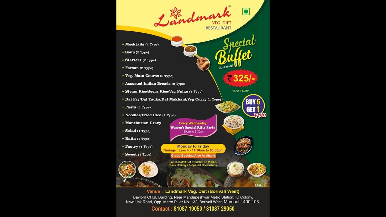 Lunch only @Rs 325/- #Landmark #Unlimited Buffet Lunch /Monday to ...