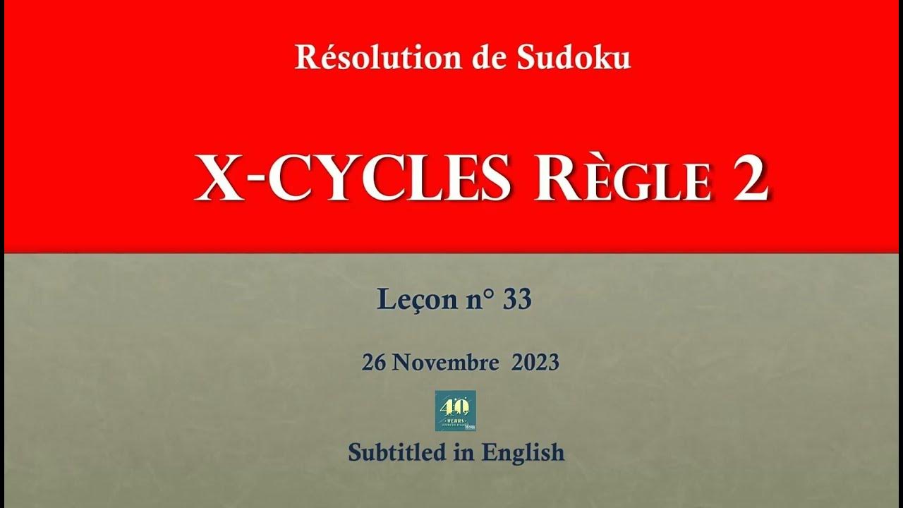 SUDOKU X-CYCLES Règle 2 Tuto 33 : Théorie et pratique à l'aide d'exemples. - YouTube
