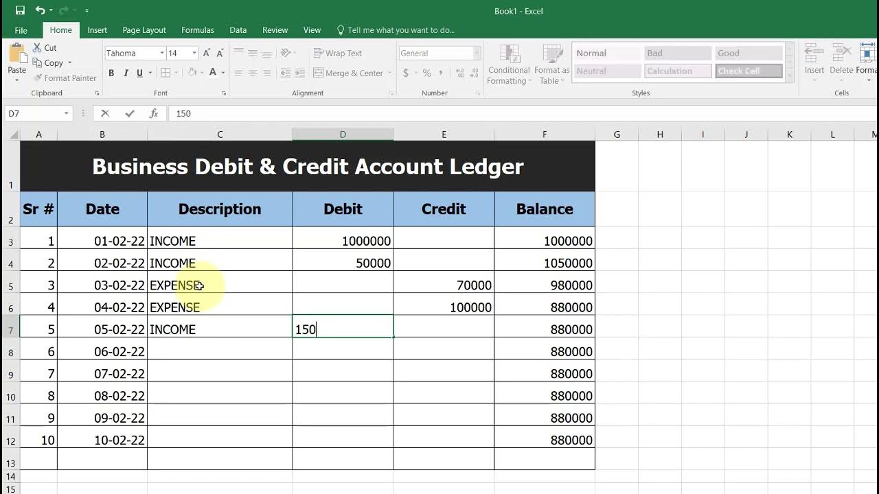 How to Create Debit and Credit Account Ledger in Microsoft Excel | Create a Business Accounts ...