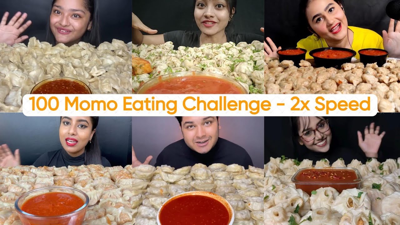 100 Momo Eating Challenge Mukbang/ASMR Compilation [2x speed] - YouTube