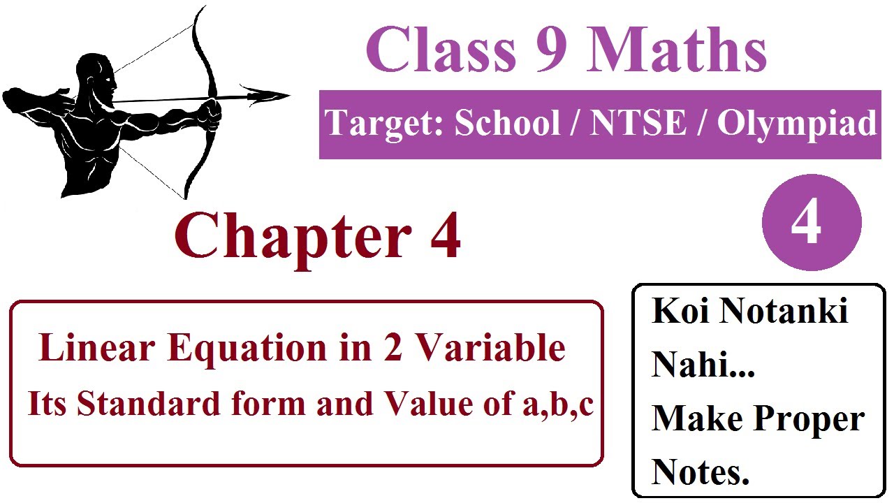 Class 9 Maths Chapter 4 | Linear equation in 2 variable | Its standard ...