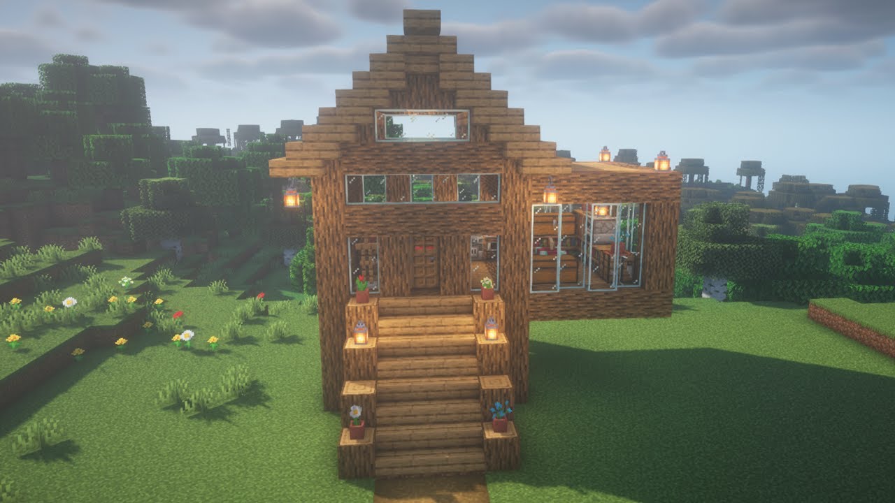 Minecraft: How To Build Oak House - YouTube