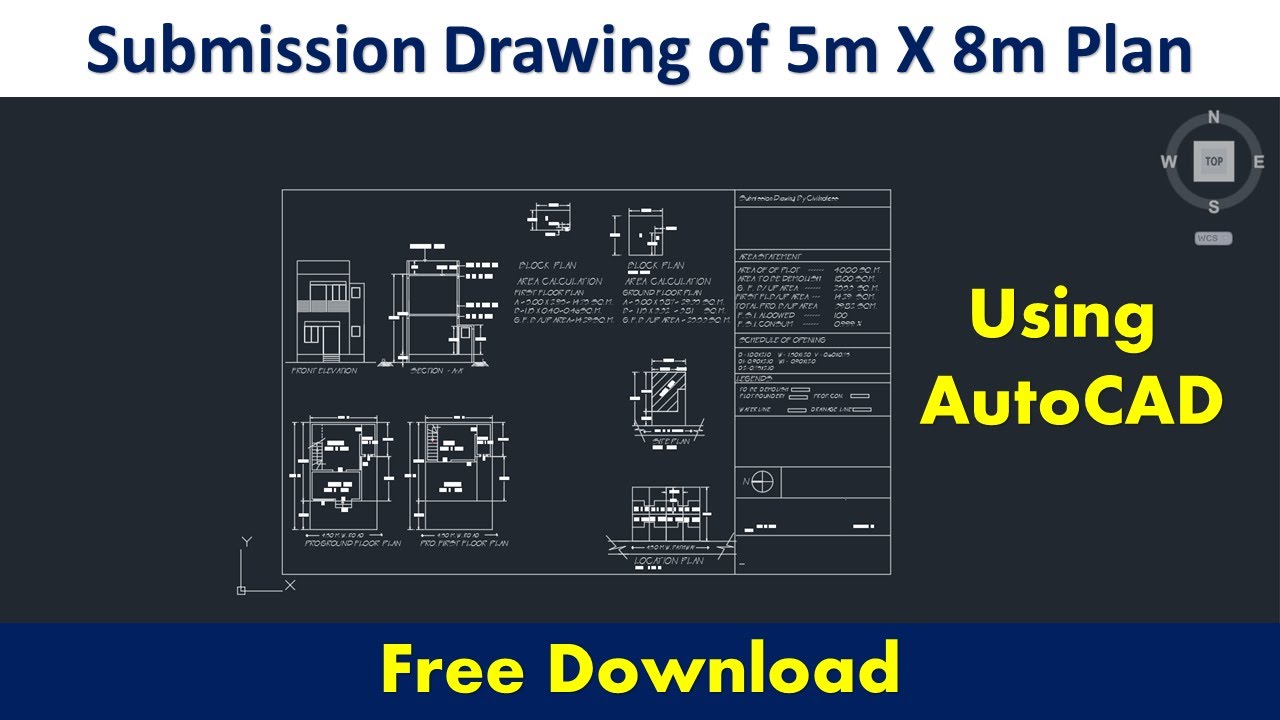 submission drawing of residential building |AutoCAD drawing | 5m X 8m ...