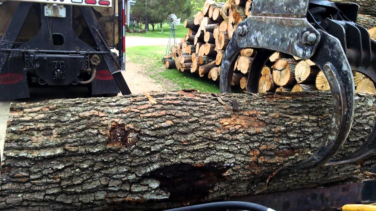 Giant log splitter - YouTube