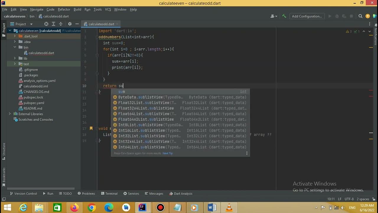 Odd Numbers Of Array And Their Sum Flutter Dart Youtube